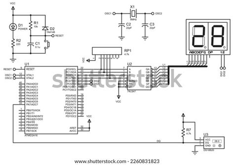 Vector Electrical Schematic Diagram Temperature Meter Stock Vector Royalty Free 2260831823