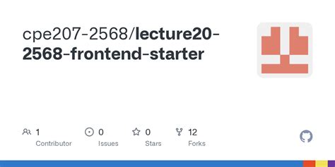 Github Cpe207 2568lecture20 2568 Frontend Starter