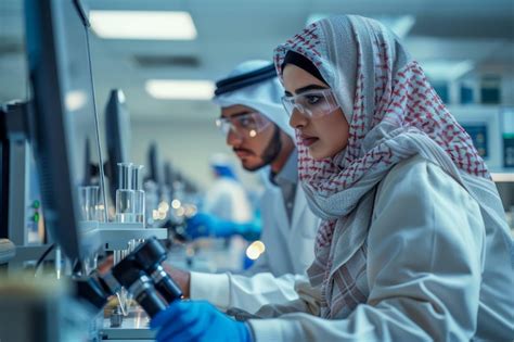 Premium Photo Middle Eastern Scientists Examining Samples Through