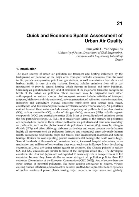 Pdf Quick And Economic Spatial Assessment Of Urban Air Quality