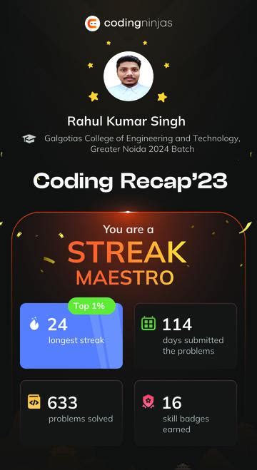 Rahul Kumar Singh On Linkedin Coding Recap23 Coding Ninjas