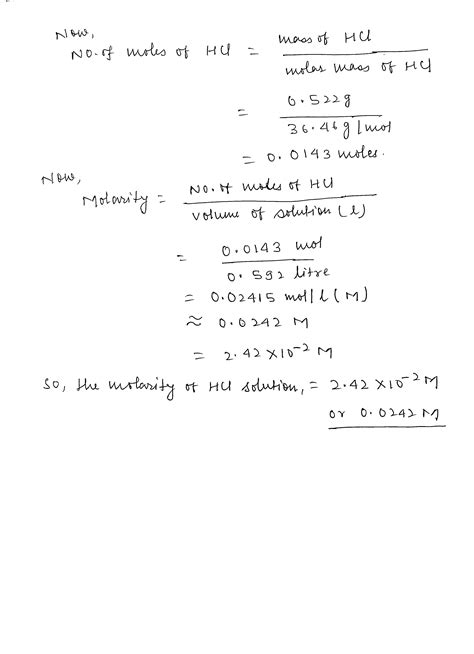 Solved Calculate The Molarity M Of A HCl Solution Which Contains G Course Hero