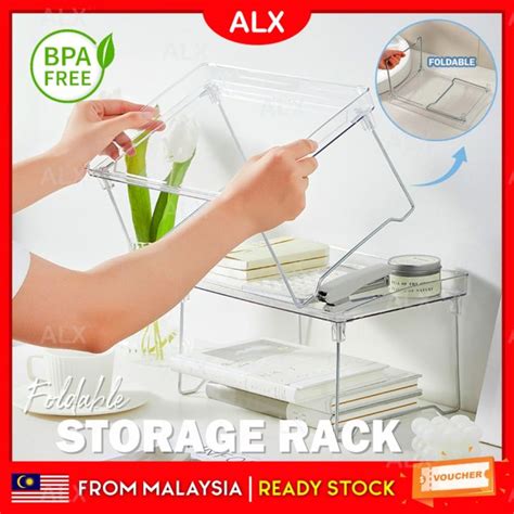 ALX MALAYSIA Foldable Rack Transparent Rack Storage Shelf Dormitory Babe Dormitory Book