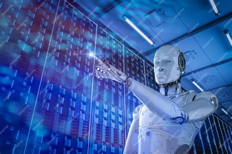 Premium Photo 3d Rendering Automatiaon Robot Working In Server Room