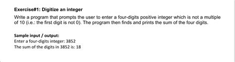 Solved Exercise 1 Digitize An Integer Write A Program That