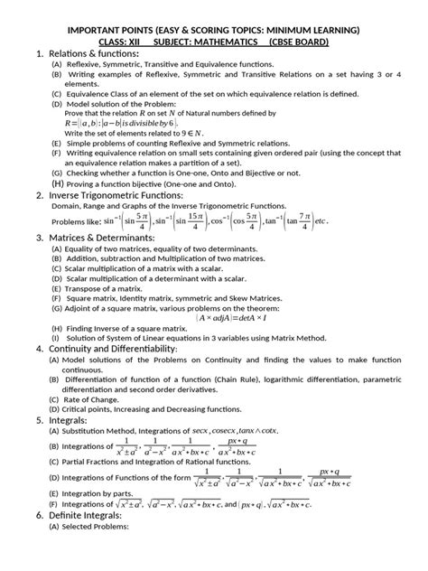 Bullet Points Class 12 Maths Pdf Line Geometry Vector Space