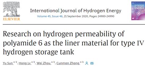 Research On Hydrogen Permeability Of Polyamide 6 As The Liner Material