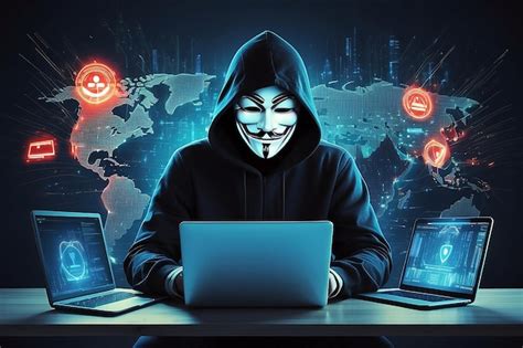 digital crime by an anonymous hacker premium ai generated image