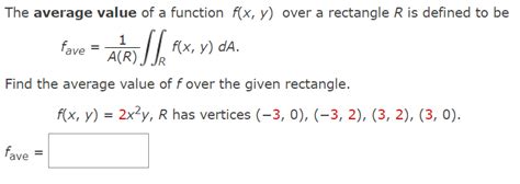 solved the average value of a function f x y over a