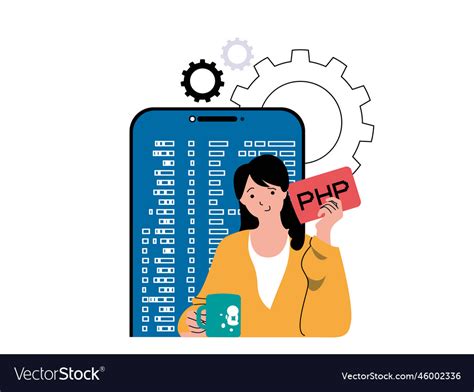 Programming Software Concept With Character Vector Image
