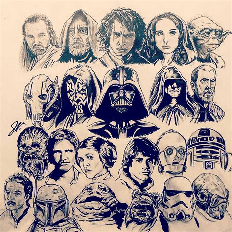 Star Wars Characters Tattoo Star Wars Art Sketch Star Wars