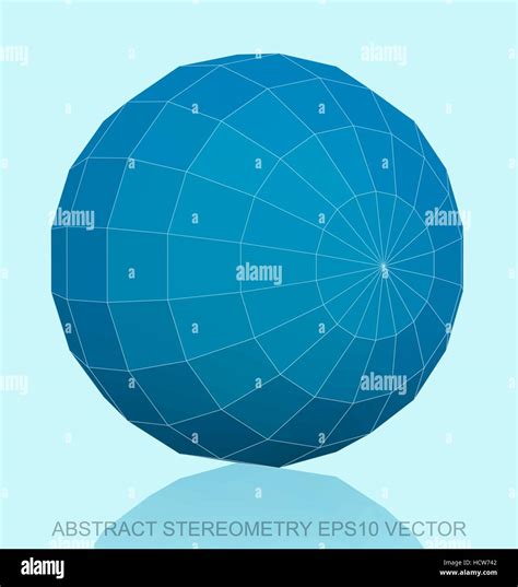 Abstract Stereometry Low Poly Blue Sphere 3d Polygonal Object Eps 10 Vector Illustration