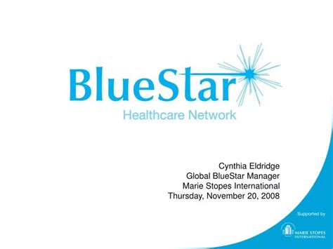 Ppt Cynthia Eldridge Global Bluestar Manager Marie Stopes International Thursday November 20