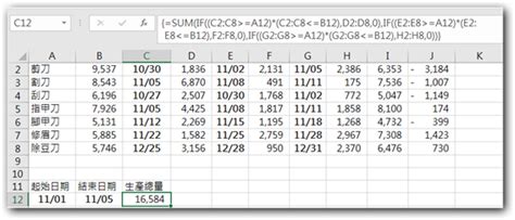 1049excel查詢某段時間或某日的生產數量 Sum、if函數 錦子老師 點部落