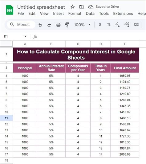 How To Calculate Compound Interest In Google Sheets With Example