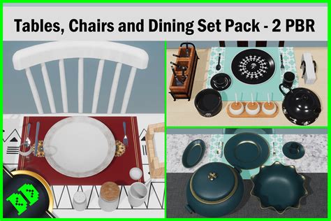 Tables Chairs And Dining Set Pack 2 Pbr 3d Furniture Unity Asset