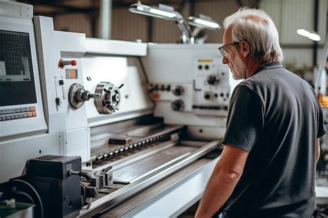 premium ai image cnc machine operator checking dimension of finished