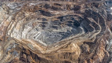 Open Pit Mining Site Aerial View Showing Coal Extraction Activity With
