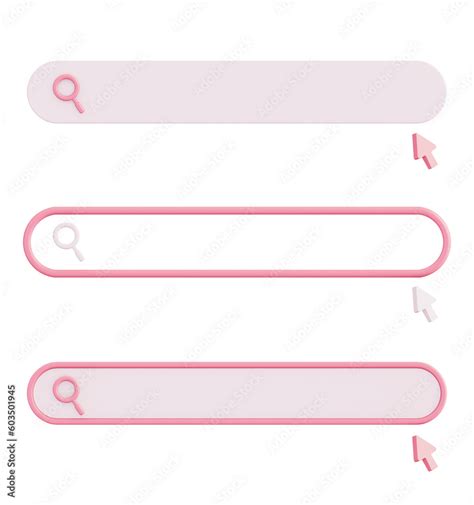 D Illustration Icon Of Pink Search Bar With Pointer For UI UX Web Mobile App Social Media Ads