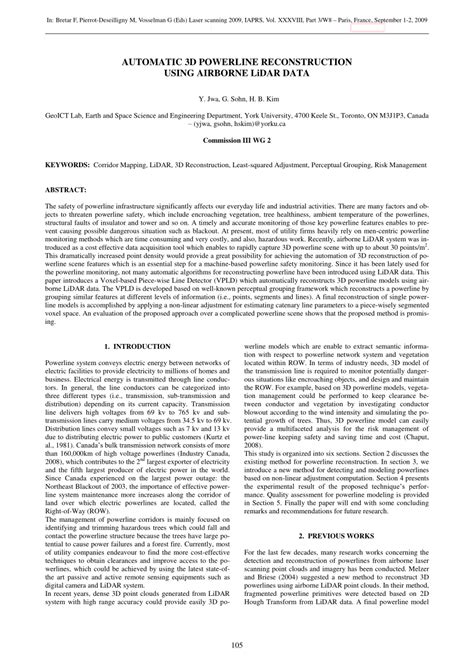 Pdf Automatic 3d Powerline Reconstruction Using Airborne Lidar Data