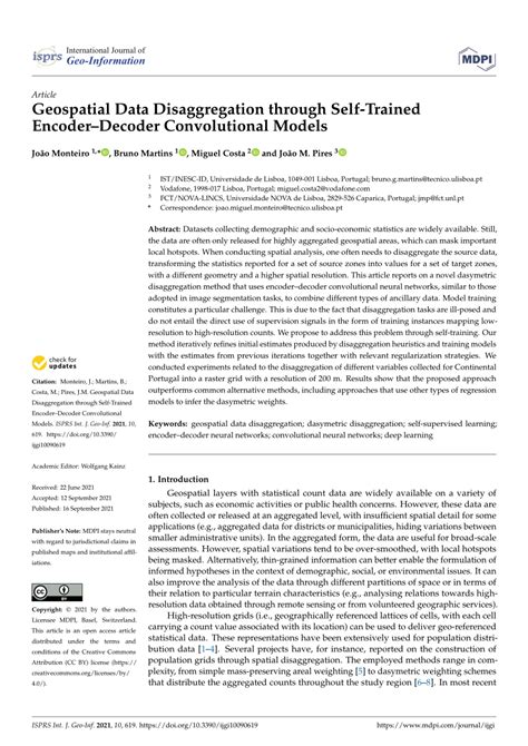 Pdf Geospatial Data Disaggregation Through Self Trained Encoderdecoder Convolutional Models