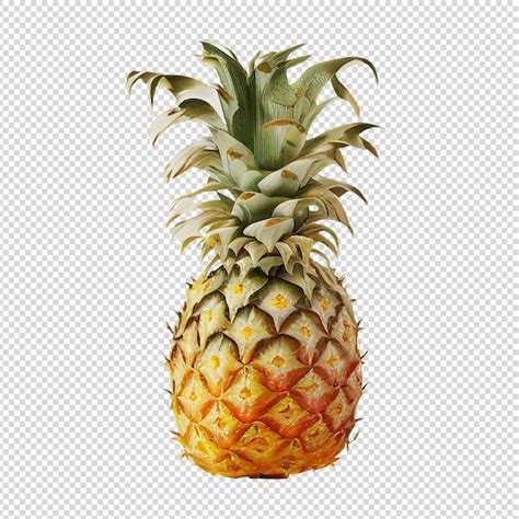 Premium Psd A Pineapple With A Yellow And Red Leaf On It