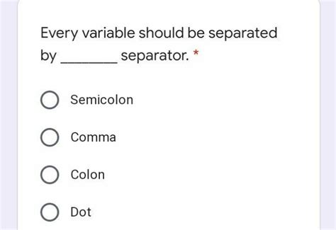 Solved Every Variable Should Be Separated By Separator O