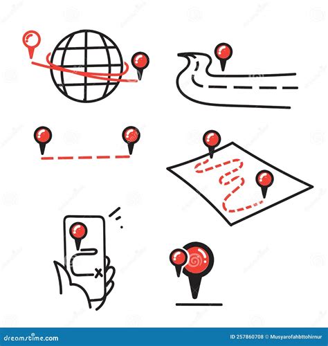 Hand Drawn Doodle Gps Location Map Illustration Vector Stock Vector