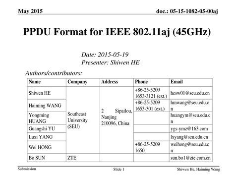 Ppt Ieee 802 11aj 45ghz Phy Ppdu Format Powerpoint Presentation Free Download Id 9106075