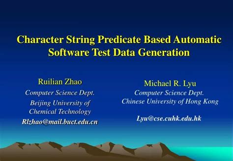 Ppt Character String Predicate Based Automatic Software Test Data Generation Powerpoint