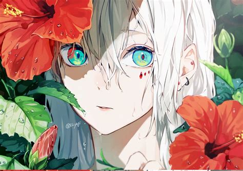 Wallpaper Anime Girls Blue Eyes Flowers 1663x1176 Ixoye1337