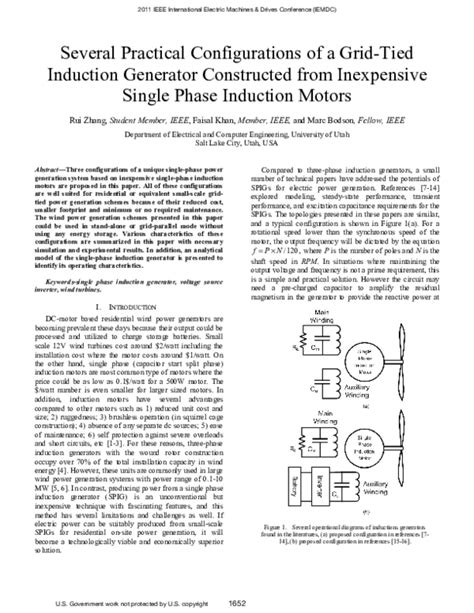 Pdf Several Practical Configurations Of A Grid Tied Induction Generator Constructed From