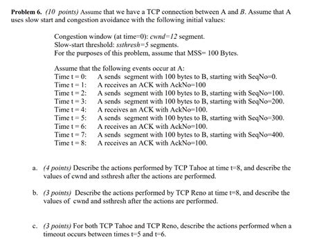 Assume That We Have A Tcp Connection Between A And B