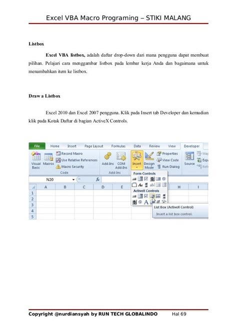 Menampilkan Data Dari Listbox Ke Textbox Vba Excel