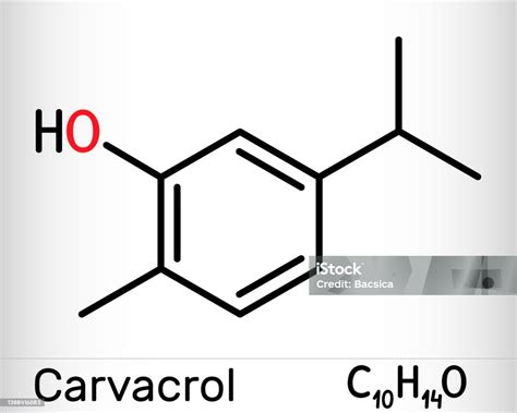 카바크롤 시모페놀 분자 그것은 사이멘의 천연 모노 테 르펜 유도체 세균 성장억제제 식품 첨가물로서 사용된다 골격 화학 포뮬러 0