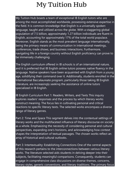 My Tuition Hub Ib English Course 1 Pdf