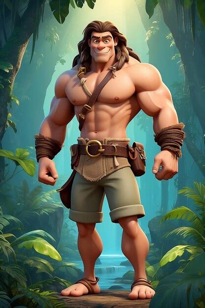 Premium Photo Tarzanlike Explorer Cartoon Character 3d Animation