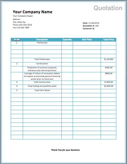 Interior Design Estimate