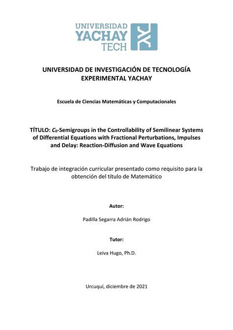Pdf C0 Semigroups In The Controllability Of Semilinear Systems Of