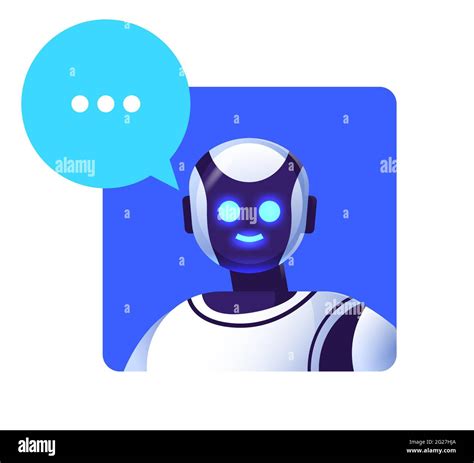 Cute Robot Cyborg With Chat Bubble Modern Robotic Character Artificial