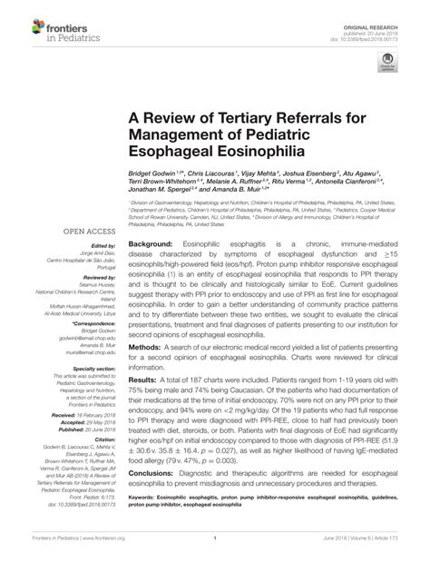 Pdf A Review Of Tertiary Referrals For Management Of Pediatric Esophageal Eosinophilia