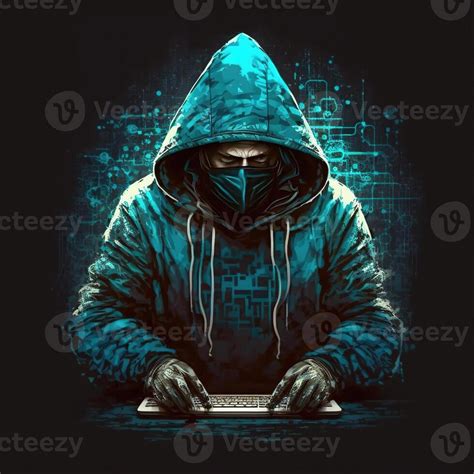 Hacker Using Internet To Hack Abstract Computer Server Hooded Attacker