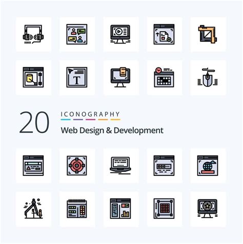 20 web design and development line filled color icon pack like success