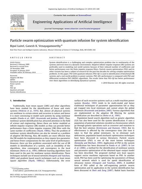 Pdf Particle Swarm Optimization With Quantum Infusion For System