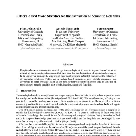pattern based word sketches for the extraction of semantic relations