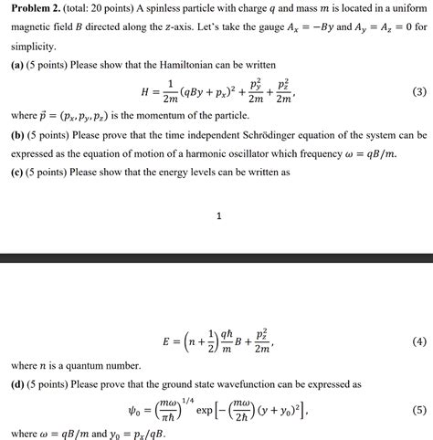 Solved Problem Total Points A Spinless Particle Chegg