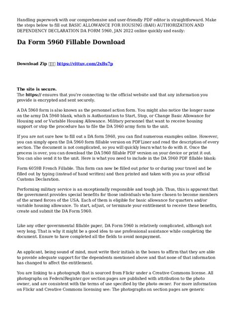 Fillable Online Da Form 5960 Fillable Downloadpdf Fax Email Print