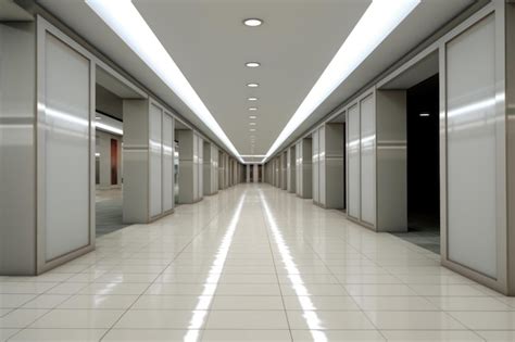 Modern Office Hallway With Led Lighting Premium Ai Generated Image