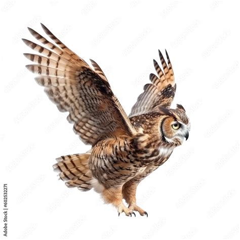Owl Flying Isolated On White Stock Illustration Adobe Stock