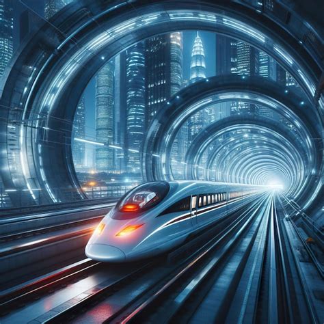 Premium Ai Image High Speed Train In Future City Scene